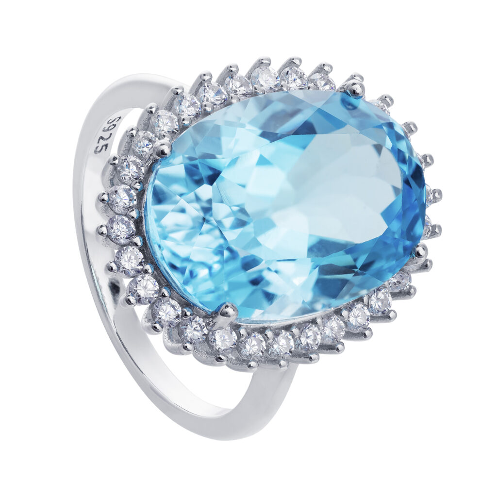 ANILLO BLOOM TOPACIO CELESTE 6,5 CT #12 - Mery Satt Joyas